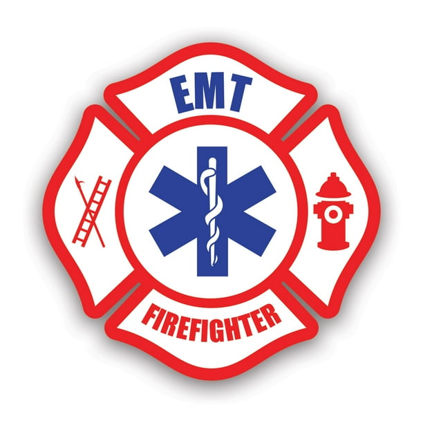 Maltese Cross EMT Firefighter Sticker Decal - Self Adhesive Vinyl ...