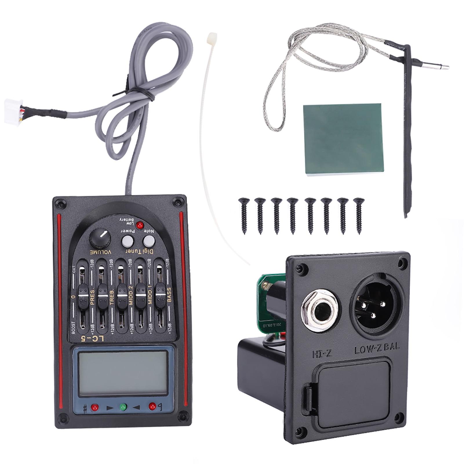 Yazoeia LCD 5-Band Acoustic Guitar Preamp EQ LC-5 Equalizer Tuner Piezo ...