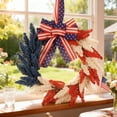 20 Inch 3D Independence Day Wreath, Tricolor Ear and Star Bowknot Wall ...
