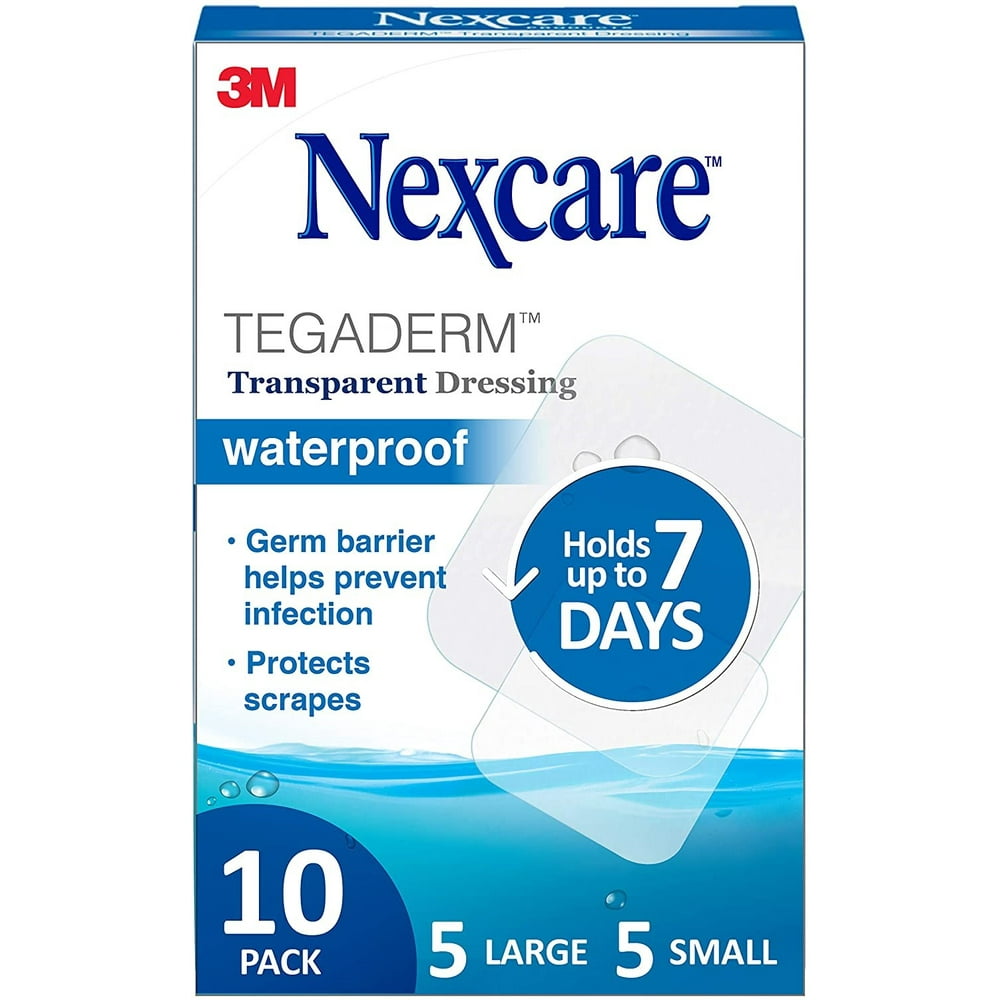Nexcare Tegaderm Waterproof Transparent Dressing 10 ct (Pack of 2 ...