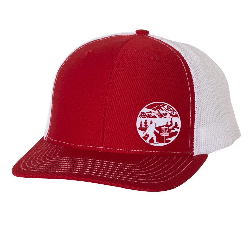 Disk Golf Bigfoot Throwing Disk Golfer Mens Embroidered Mesh Back ...