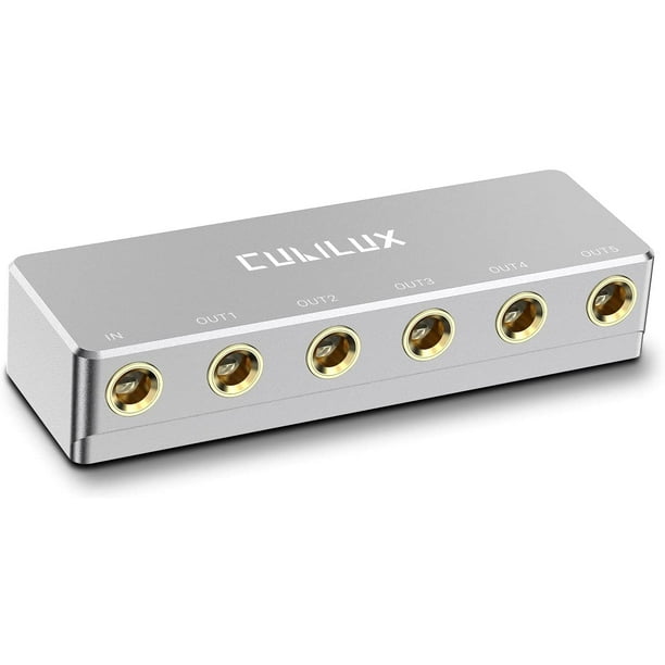 5-Way 1/4 Inch Headphones Splitter, Cubilux 1/4" (6.35mm) TRS, TS Audio ...