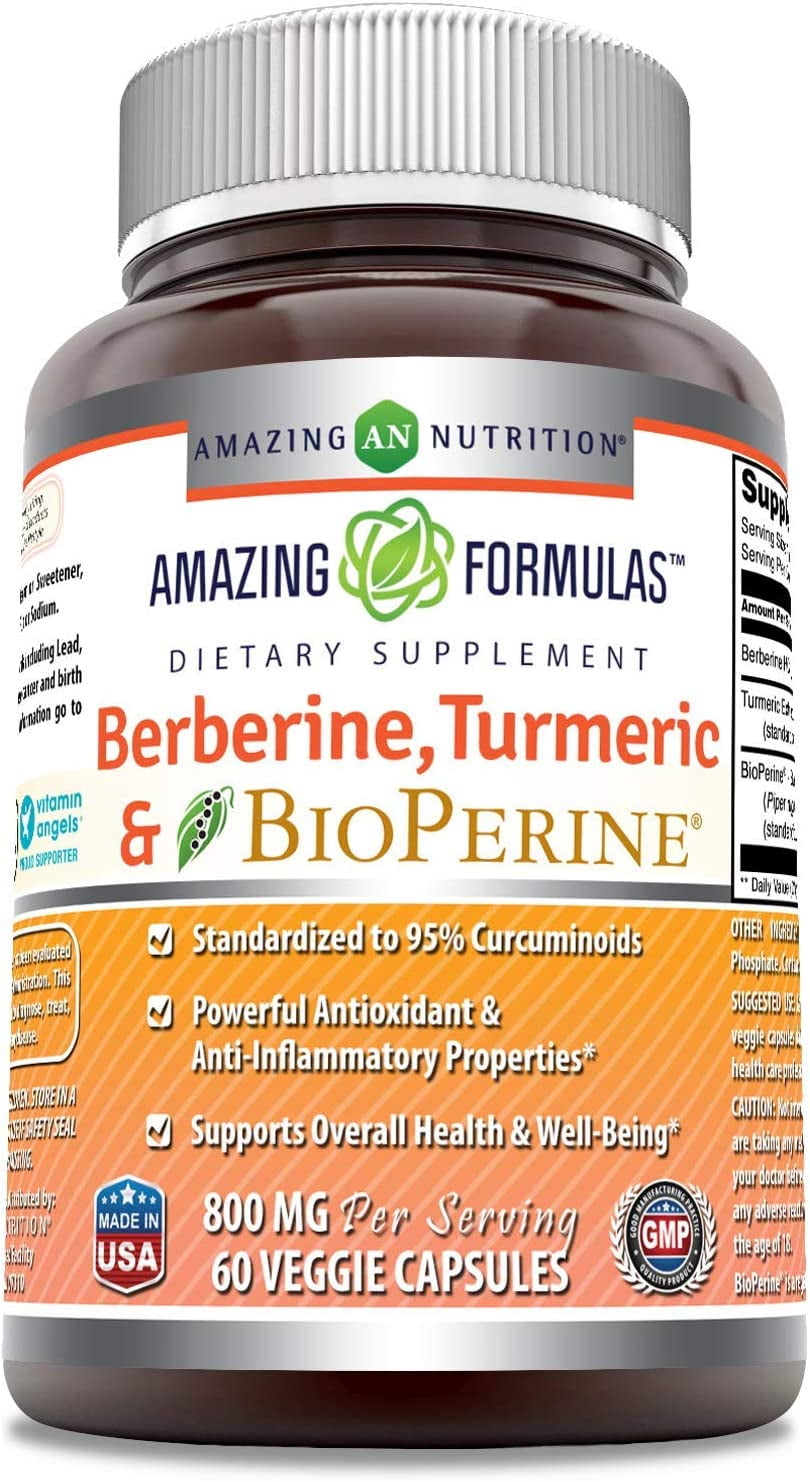 Berberine Turmeric & Bioperine 800 MG per Serving - 60 Veggie Capsules ...