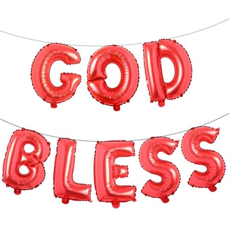 16 inch God Bless Foil Letter Balloons Banner Baptism Party Decorations ...