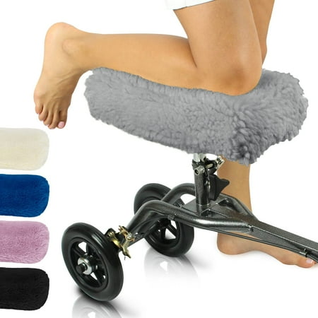 Vive Knee Scooter Pad Cover - Plush Adult Sheepskin Memory Foam Cushion ...