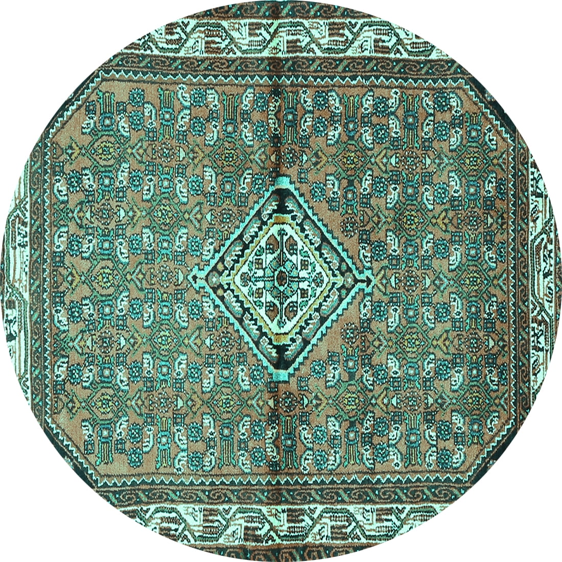 Ahgly Company Indoor Round Persian Turquoise Blue Traditional Area Rugs ...