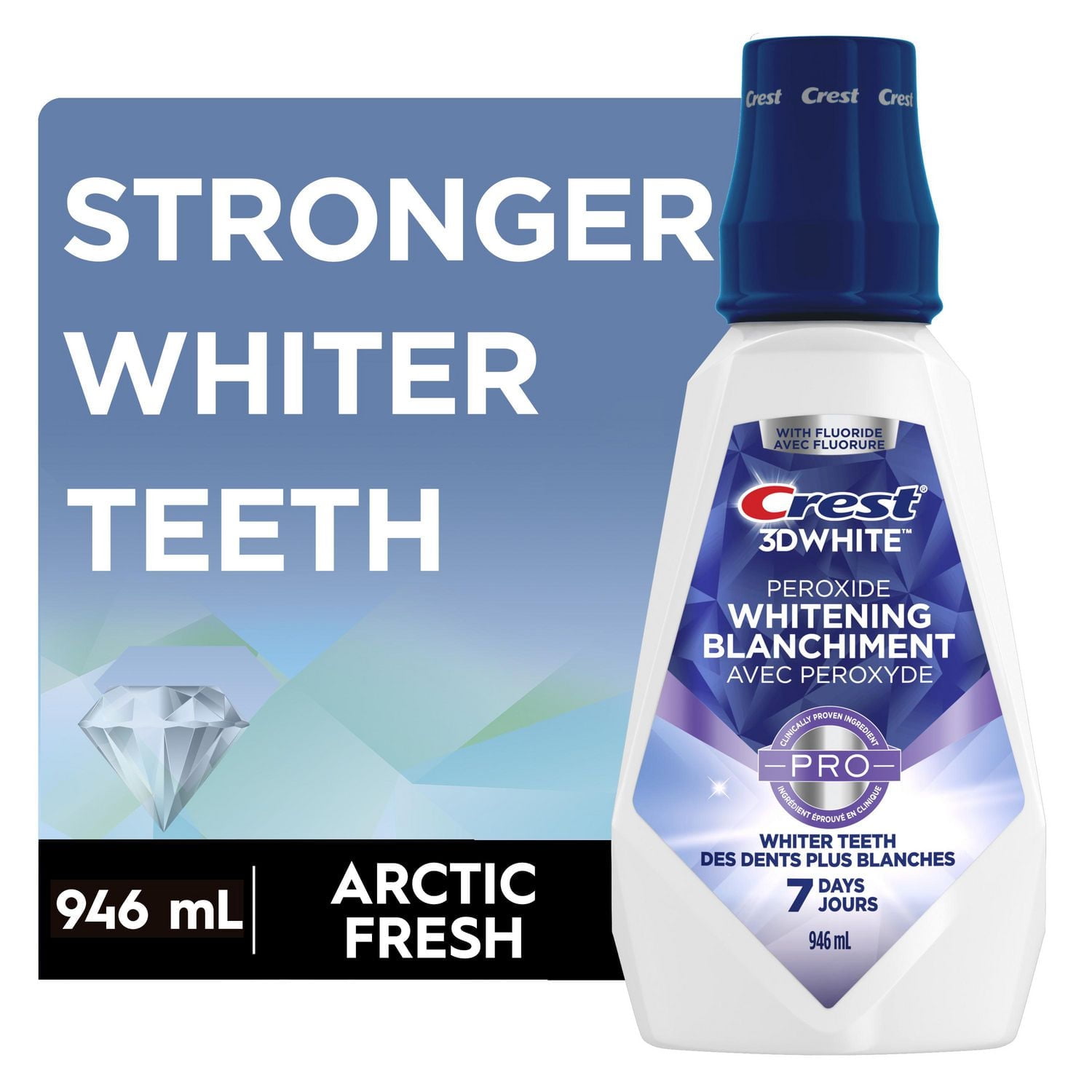 Crest 3D White Peroxide Mouthwash/Mouth Rinse, Strengthens Enamel ...