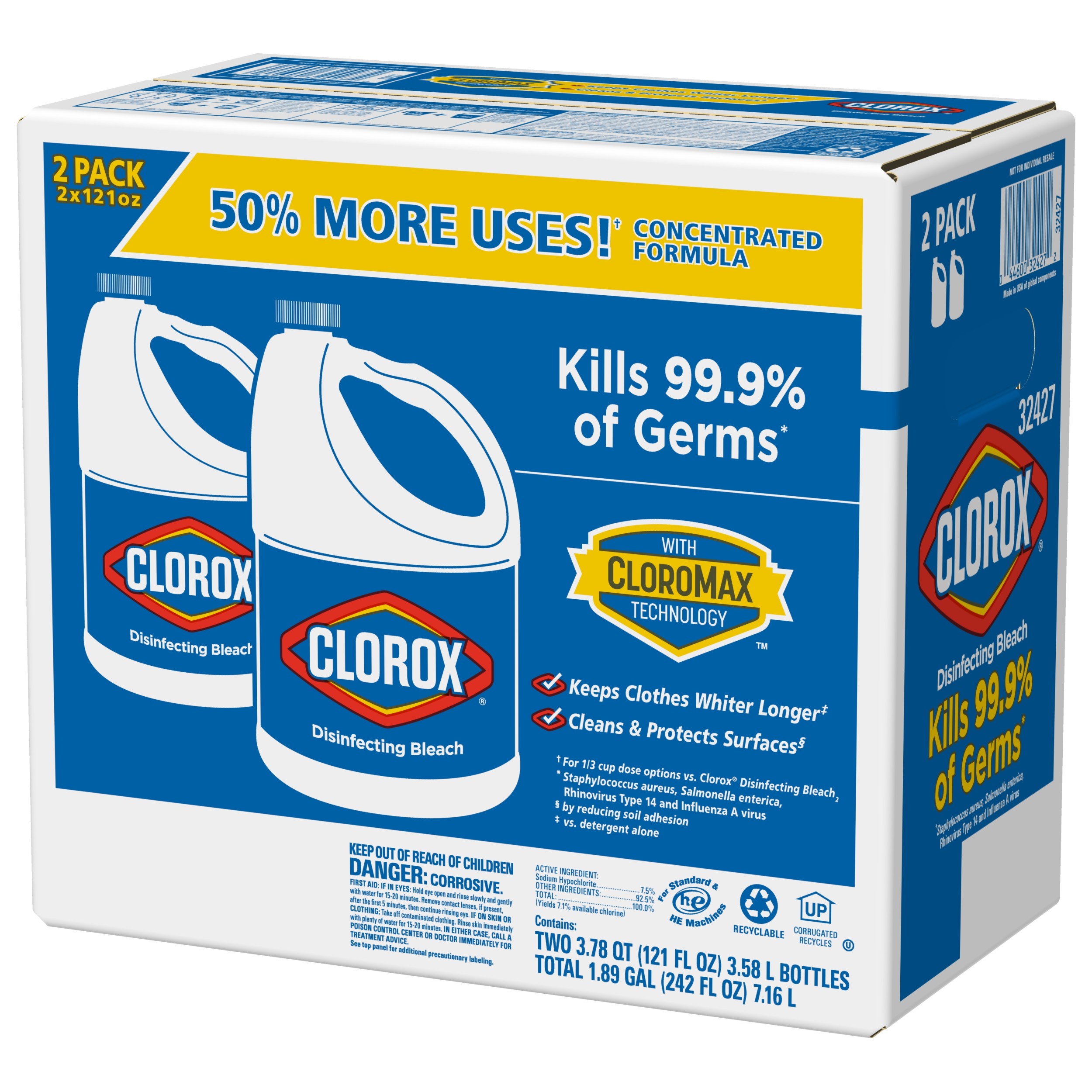 New Clorox Disinfecting Bleach Regular Concentrated Formula 121 New Clorox Disinfecting Bleach Regular Concentrated Formula 121