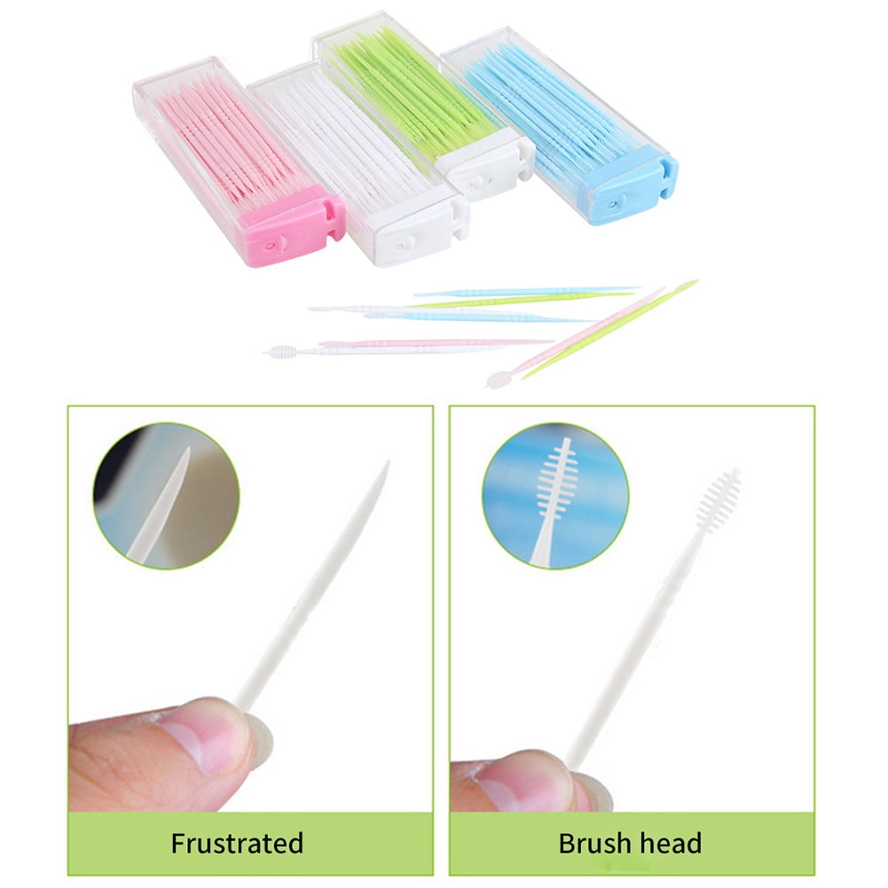 Teeth Floss Rod - 50 PCS/Pack Boxed Toothpick Portable Plastic Double ...