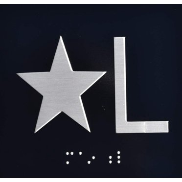 Star 1 (Star 1ST) Elevator Jamb Plate Sign with Braille and Raised ...