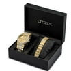 Citizen Men's Eco-Drive Crystal Accent Gold-Tone Watch and Bracelet Box ...