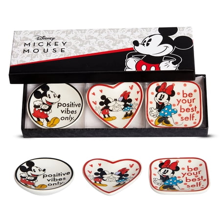 Disney Mickey and Minnie Mouse Mini Trinket Tray Gift Set, 3 Piece ...
