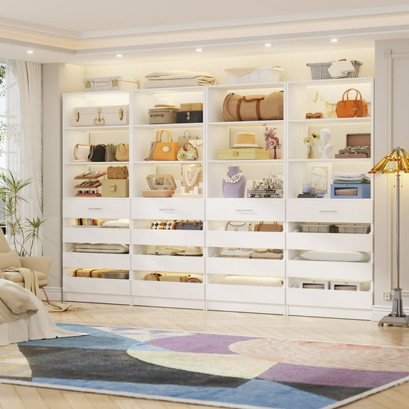 Homieasy 4-Pack Space-Saving Modular Wardrobe Closet with 16 Drawers ...