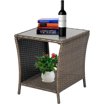 Patiojoy Rattan Wicker Steel Side Table for Outdoor Furniture Deck ...