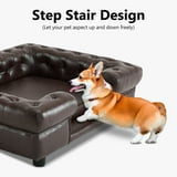 MCombo Pet Sofa Bed Dog Couch for Small Dogs, Faux Leather Dog Sofa ...