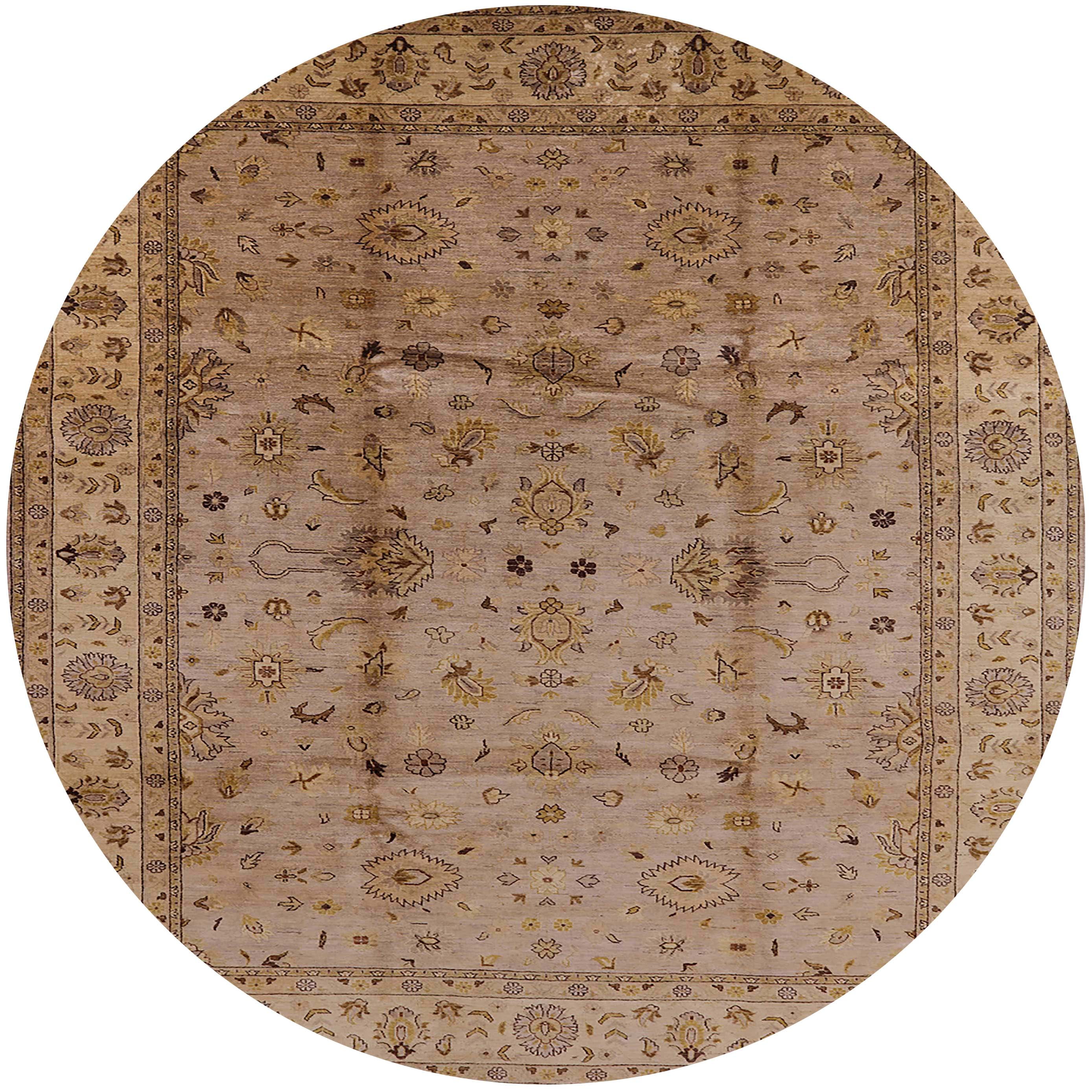 Ahgly Company Indoor Round Mid-Century Modern Light Brown Oriental Area ...