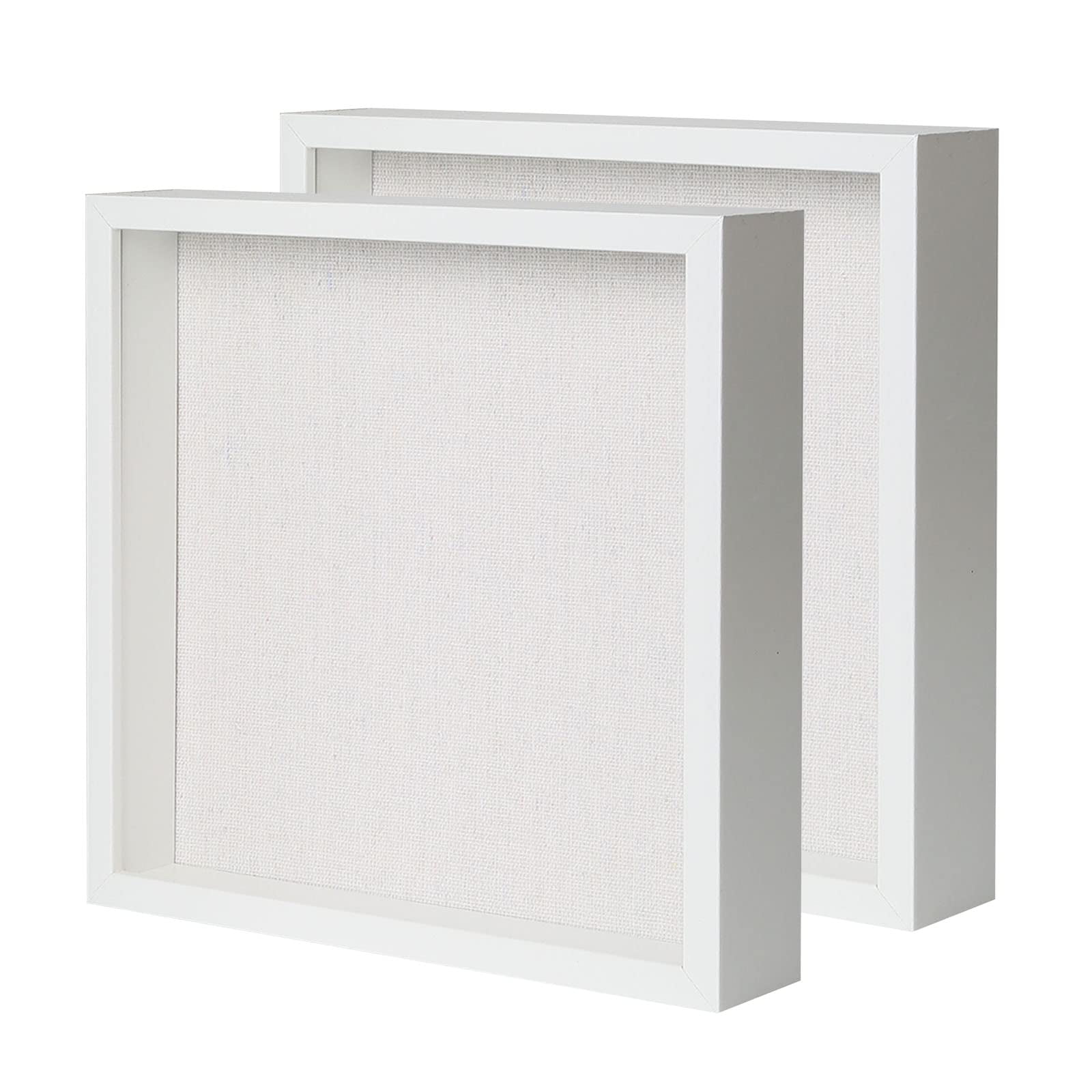 Muzilife Shadow Box Picture Frame with Linen Board Deep Wood Glass ...