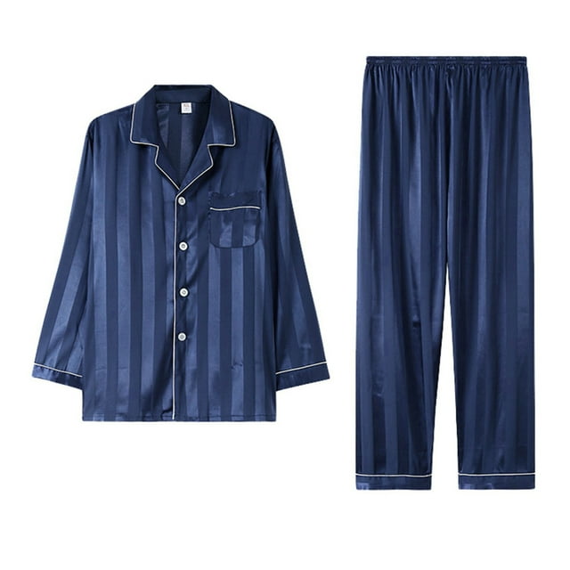 Ccpelsie Mens Button Down Pajamas Set Soft Pj Sets for Men Long Sleeve ...