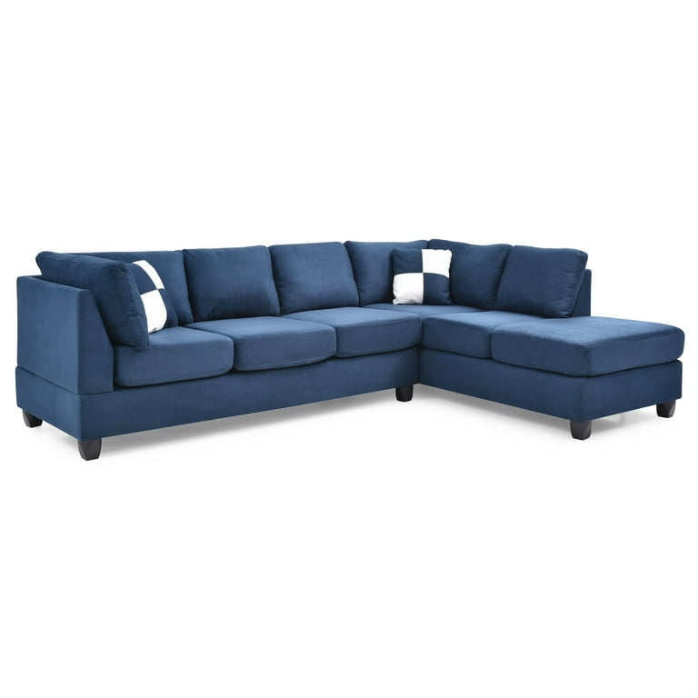 Navy Microsuede Sectional Sectional Sofas & Modular Sectionals