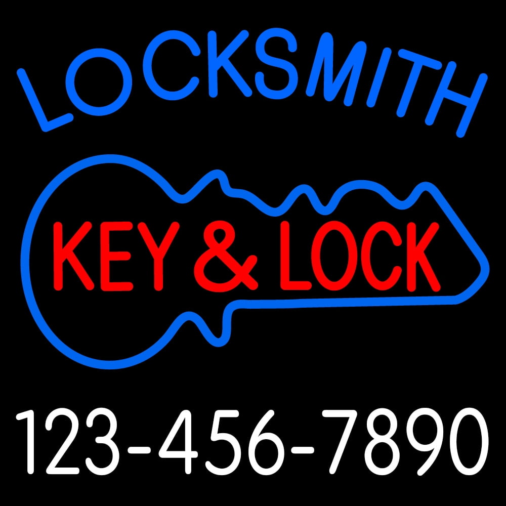 Locksmith Keys And Lock 1 LED Neon Sign 24" Tall x 24" Wide - inches ...