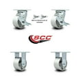 4 Inch Semi Steel Caster Set with 2 Brakes/Swivel Lock 2 Rigid Service ...