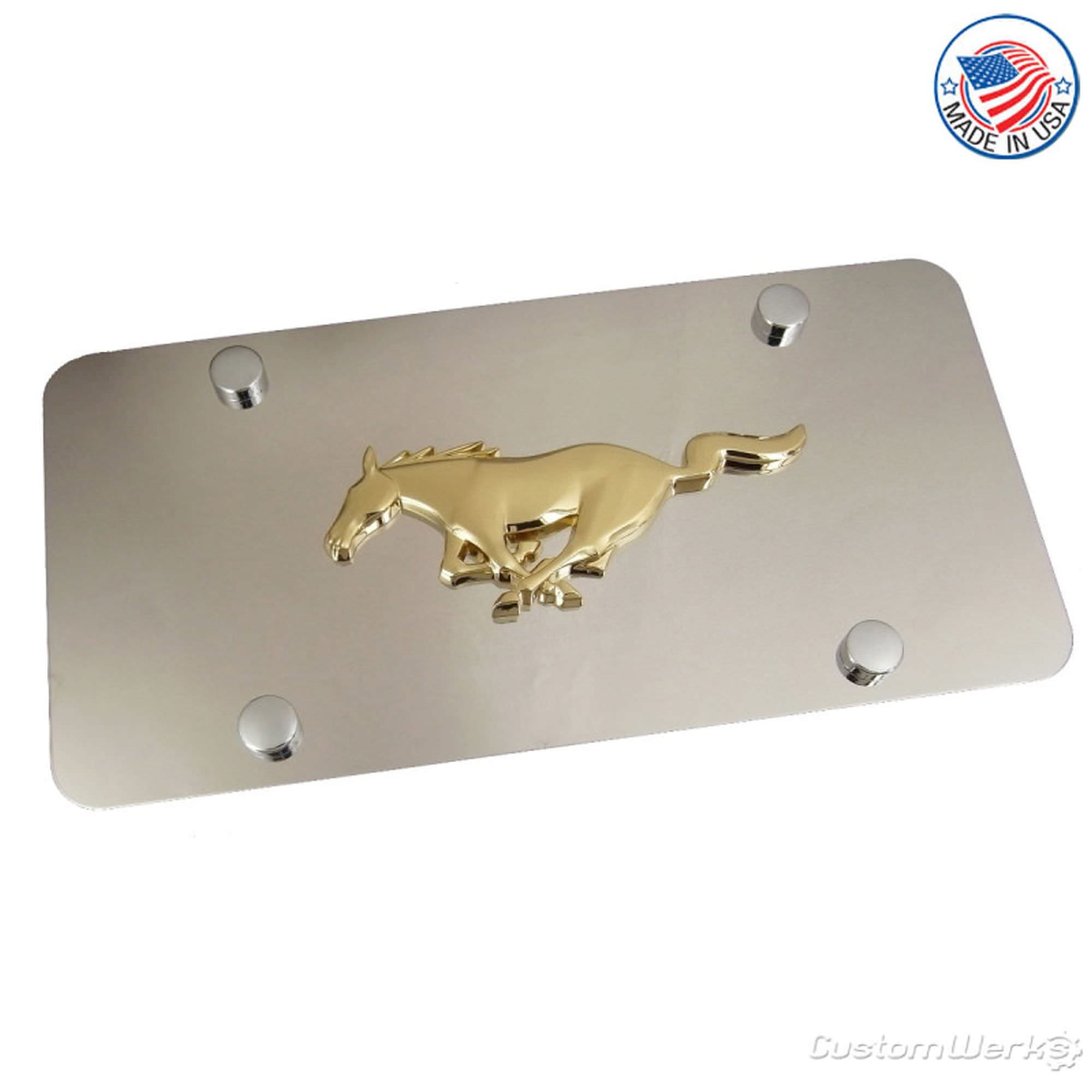 Ford Mustang Logo License Plate (Gold on Chrome) - Walmart.com