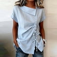 Aboser Women's Asymmetrical Tops Tie Front Short Sleeve T Shirts ...