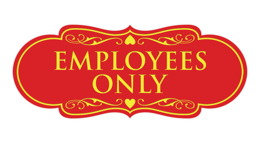 Designer Employees Only Sign(Red/Yellow) - Large - Walmart.com