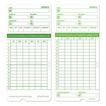 2PK TOPS Time Clock Cards, Replacement for 35100-10, One Side, 4 x 9 ...