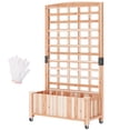 Noble House Wooden Raised Garden Bed with Trellis & Wheels,Free ...