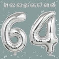 40 Inch Silver Number 64 Foil Balloon – Jumbo Mylar Party Decoration ...