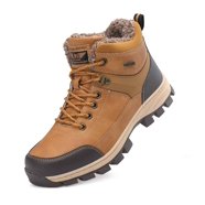 AM Shoes Mens Leather Cap Toe Lace Up Work Boot Shoes, Rust/Dark Brown ...