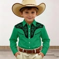Boys Western Cowboy Print Shirt Denim Style Snap Button Long Sleeve ...