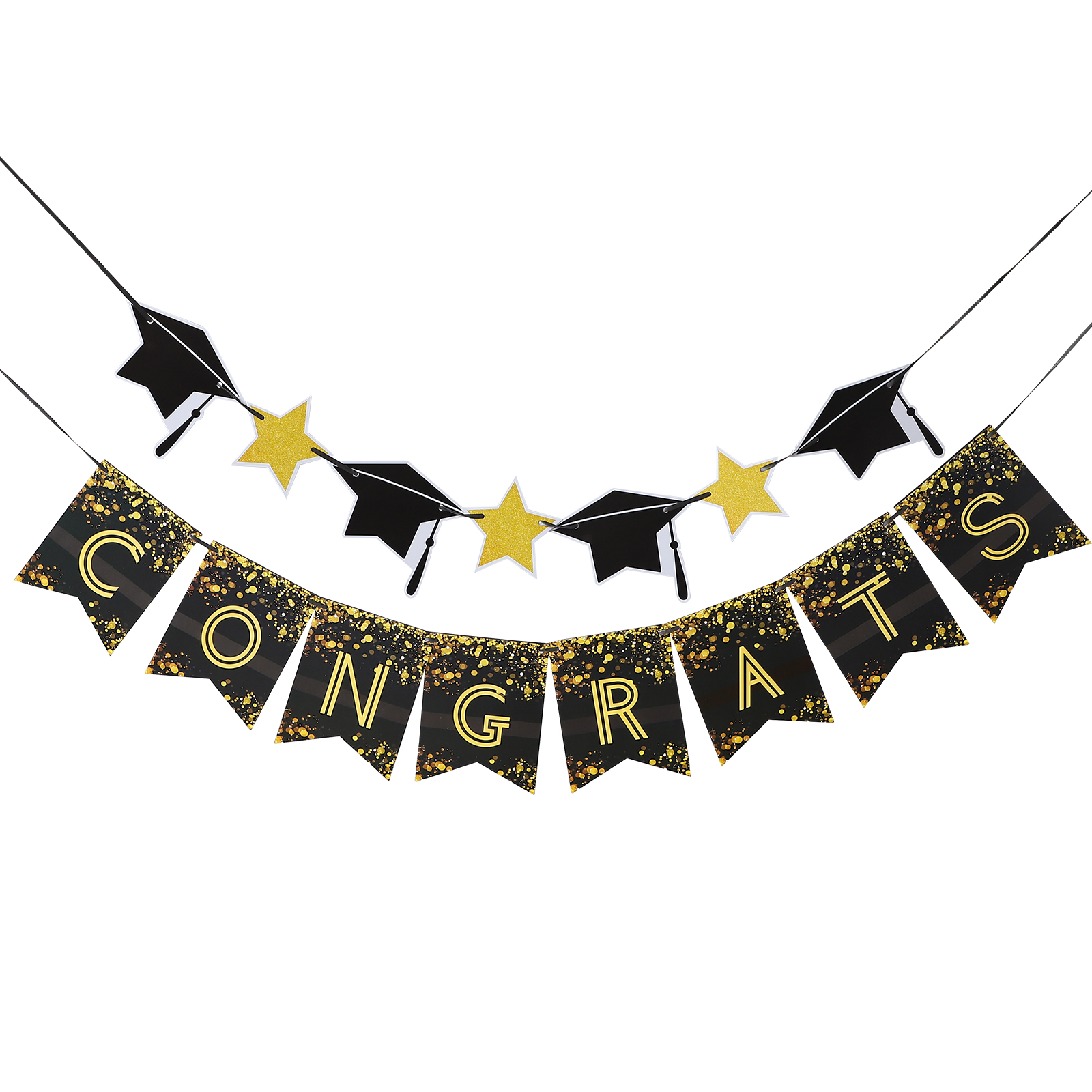 2pcs 2021 Graduation Party Paper Banners Congrats Doctoral Cap Star ...