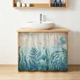 Blue Summer Ocean Cabinet Curtain, Jellyfish Seaweed Vintage Newspaper ...