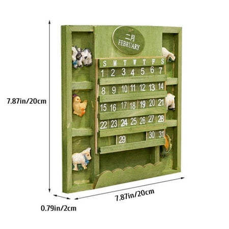Rustic Wooden Calendar Desktop Block Animal Figure Perpetual Calendar ...