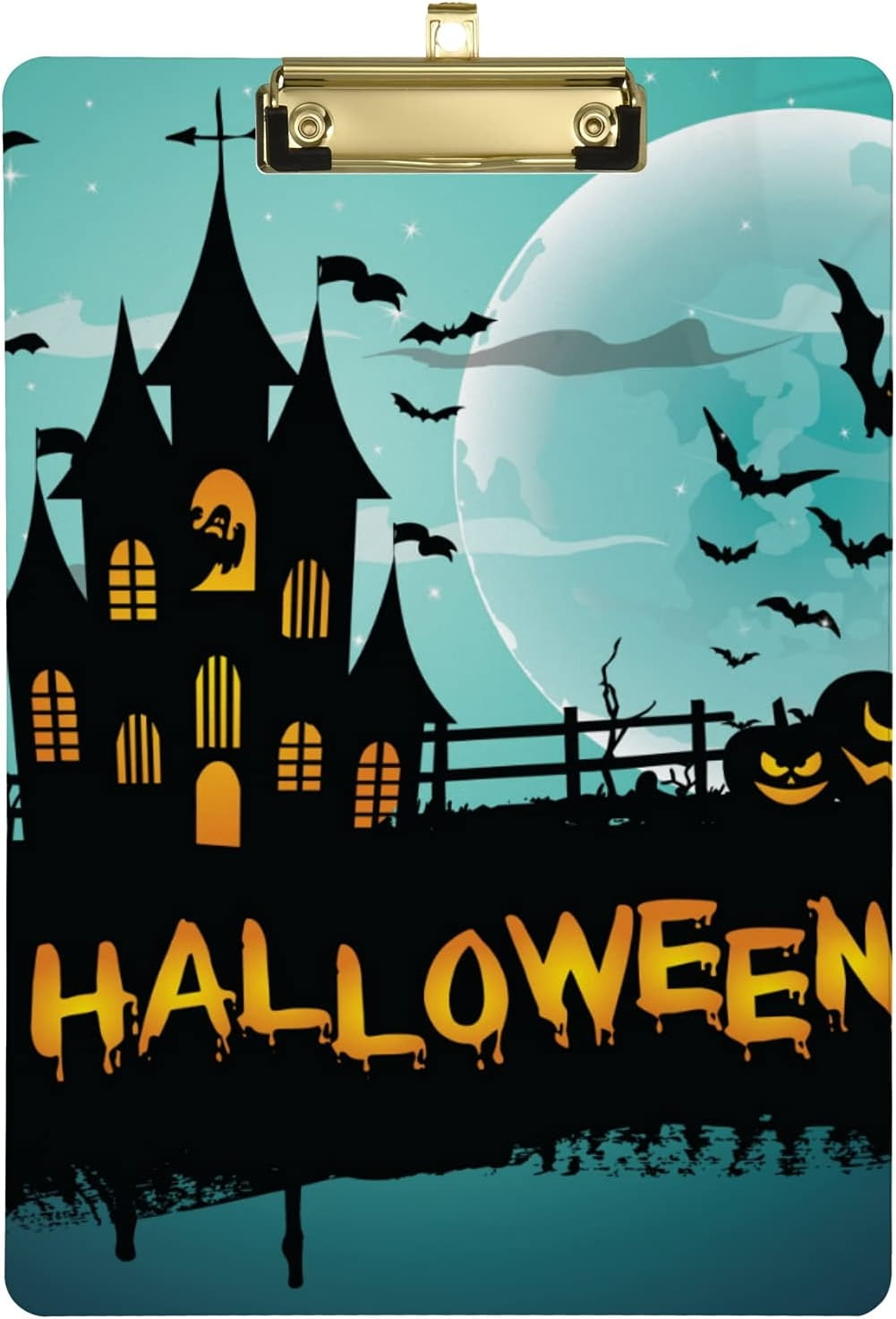 FMSHPON Halloween Night Creepy Castle Pumpkins Clipboard Hardboard Wood ...