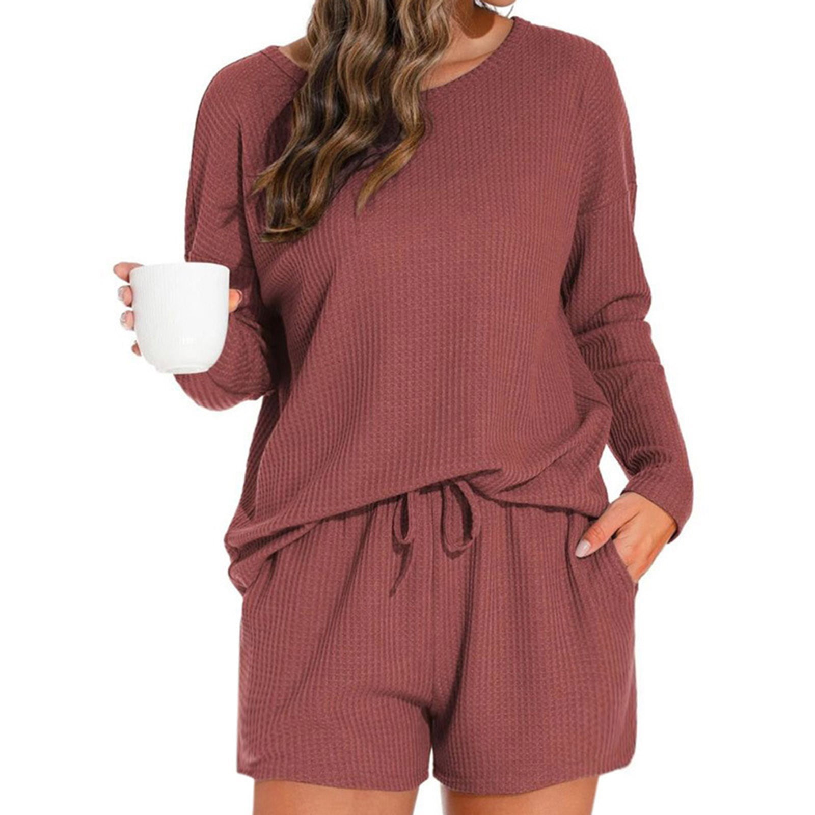 Click here for Censtreet Womens Waffle Knit Pajama Sets Long Slee... prices