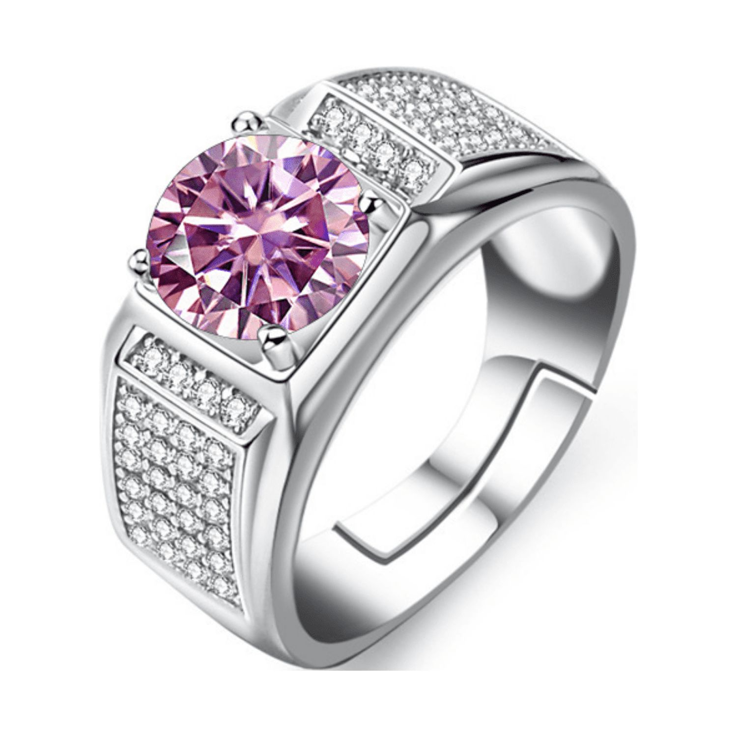 Adjustable Engagement Wedding Ring for Men,2ct D Color VVS1 Yellow/Pink ...