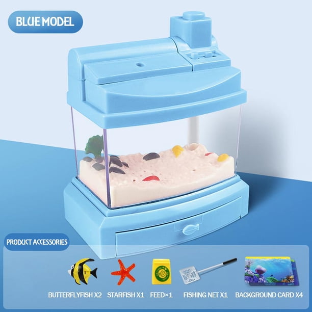 TQEHS Acuario eléctrico luminoso simulado, mini tanque de peces, mundo ...