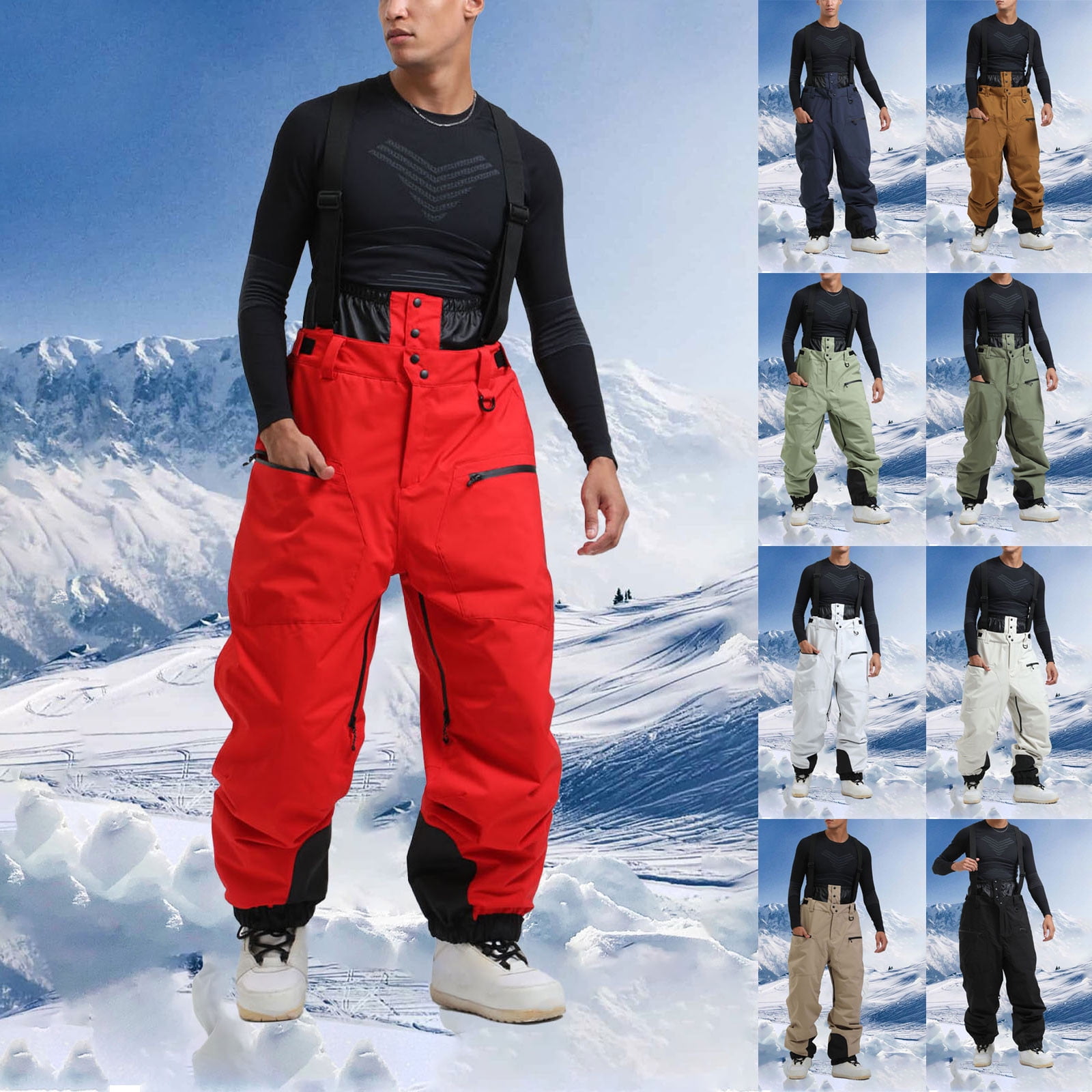 Click here for Fengqque Mens Snow Bibs Ski Pants Softshell Waterp... prices