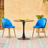 32 Inch Round Small Base Dinner Table w Marble Top & Metal Tulip ...