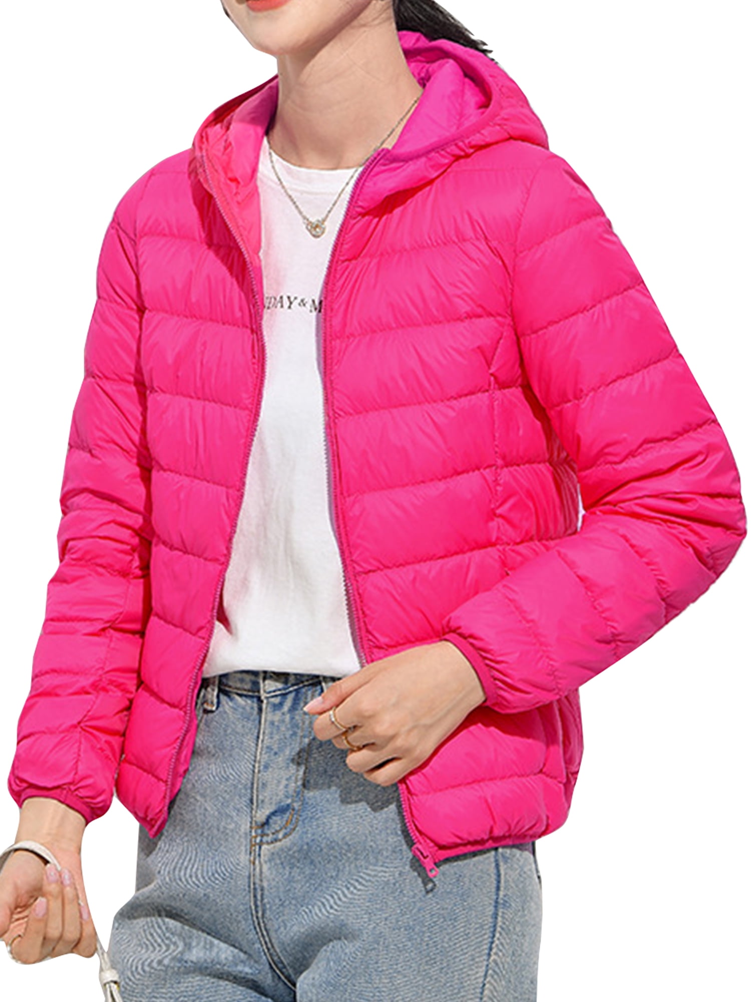 Glonme Women Outwear Full Zip Puffer Jacket Hooded Coat Indoor ...
