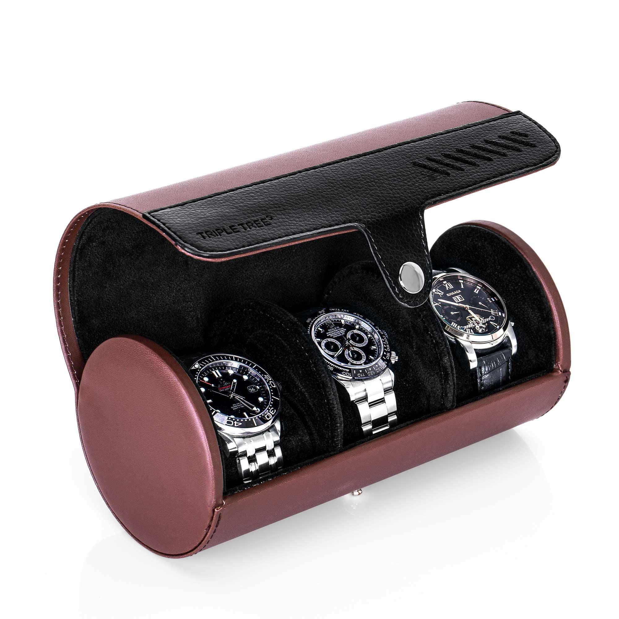 TRIPLE TREE Watch Roll, Travel Watch Case for 3 Watches, Travel Watch ...