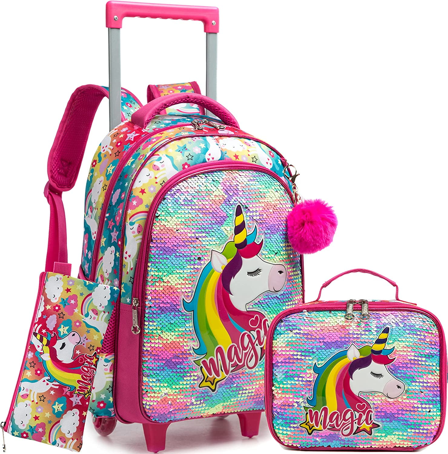 Buy Unicorn Rolling Backpack for Gilrs Backpacks with Wheels for ...
