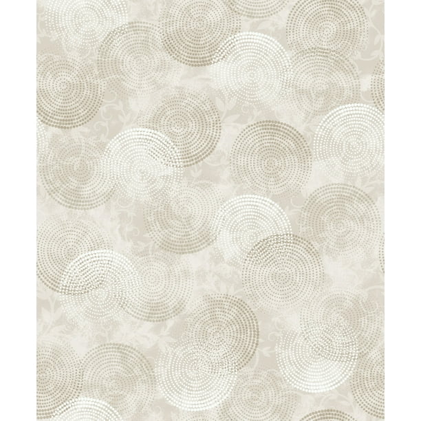 Dundee Deco Wallpaper Roll - Abstract White, Brown Circles, Dots, 21 in ...