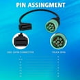 9 Pin Type 2 J1939 to 16 Pin Female OBD2 Adapter Cable for Heavy Duty ...