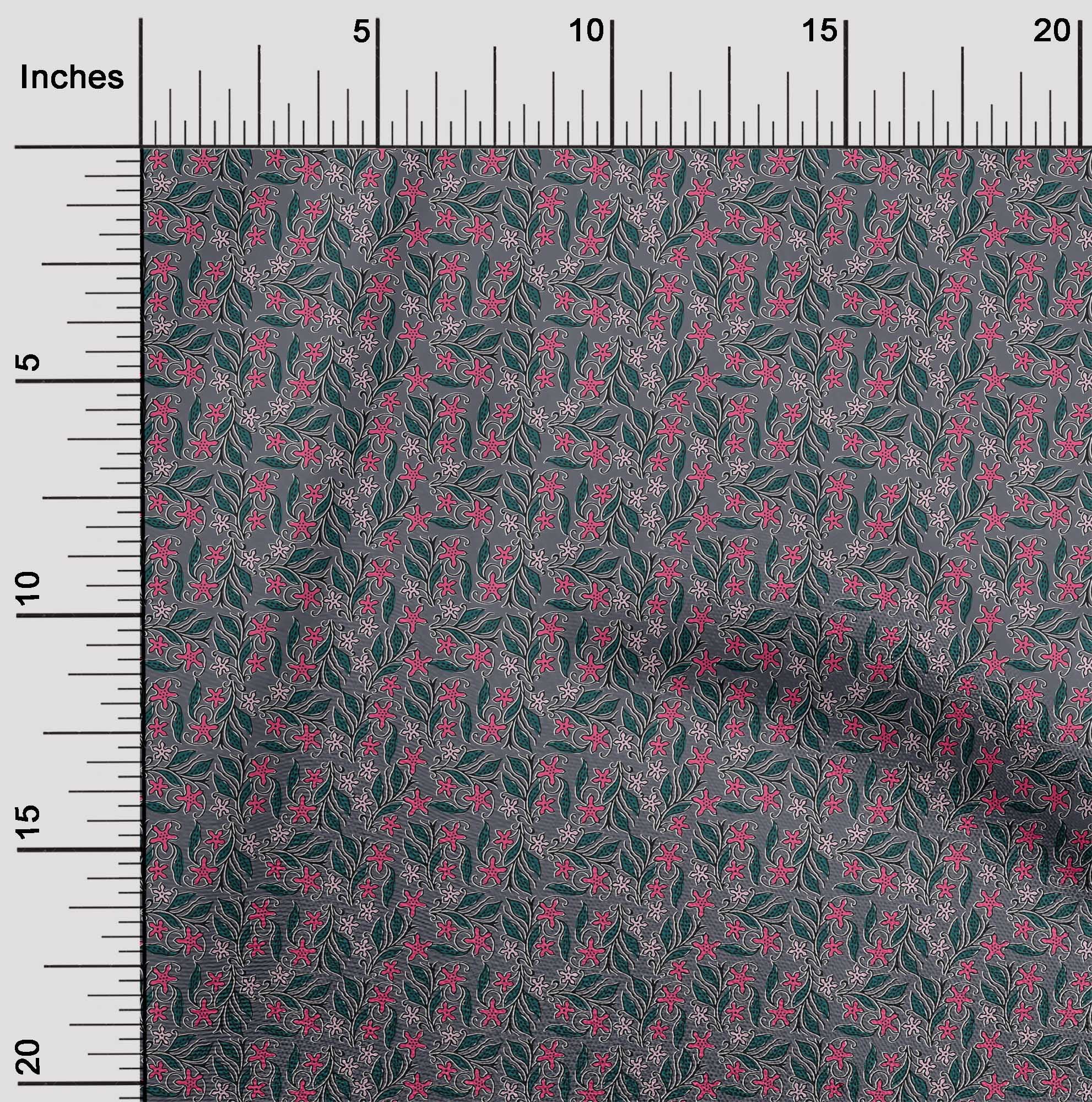 oneOone Silk Tabby Fabric Leaves & Floral Block Print Fabric By The ...