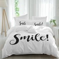 4 Piece Duvet Cover Set Queen, Abstract Art Smile Text Soft Breathable ...