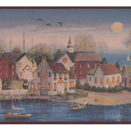 Concord Wallcoverings Wallpaper Border Place Pattern Village on The ...